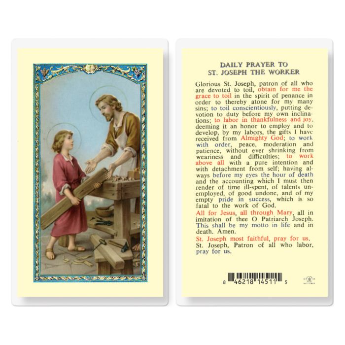 Saint Joseph the Worker Prayer Card – The Catholic Gift Store