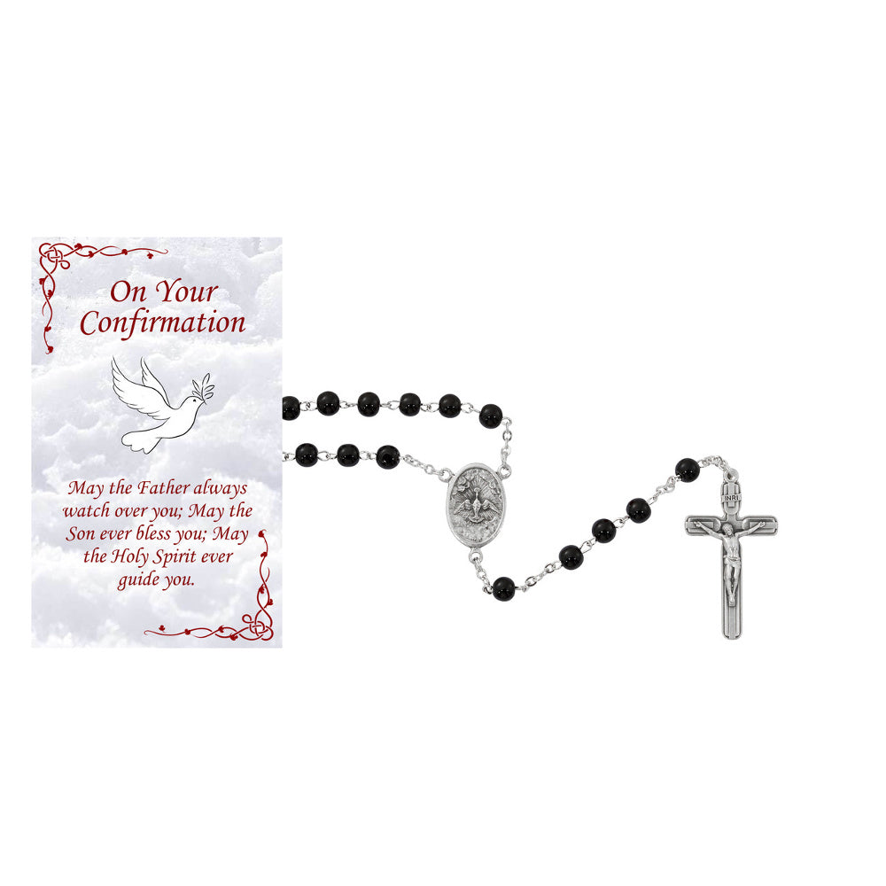 Black Confirmation Rosary – The Catholic Gift Store