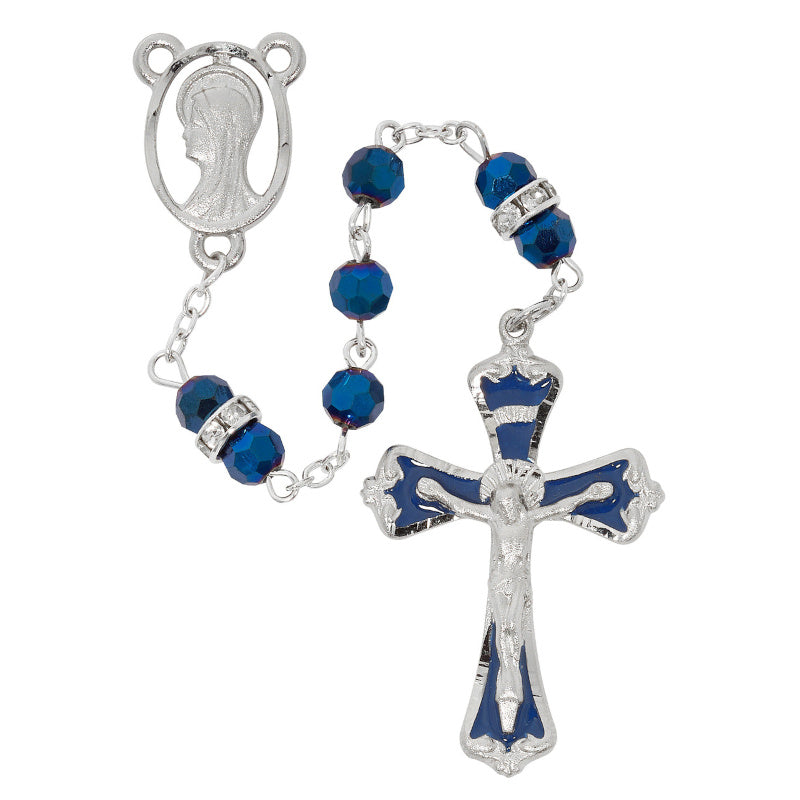 6mm Metallic Blue Crystal Rosary – The Catholic Gift Store