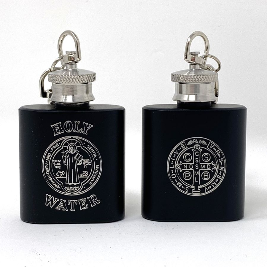 Saint Benedict Stainless Steel Holy Water Bottle – The Catholic Gift Store