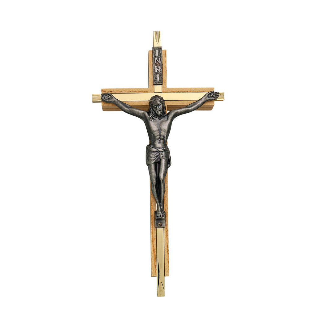7" Oak & Metal Crucifix – The Catholic Gift Store