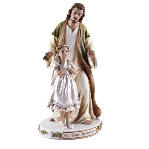 Jesus with First Communion Girl Statue – The Catholic Gift Store
