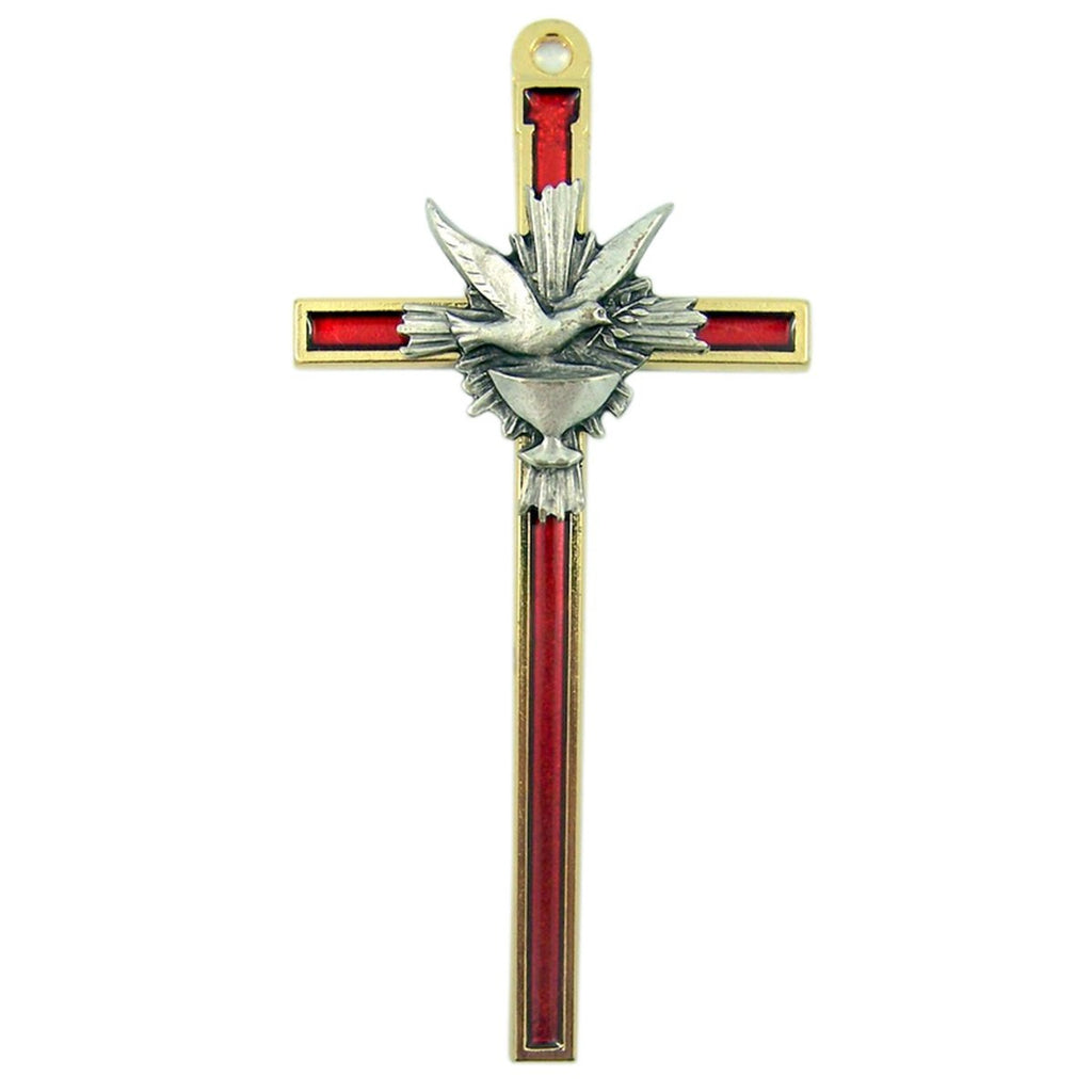 Red Enamel Holy Spirit Cross – The Catholic Gift Store