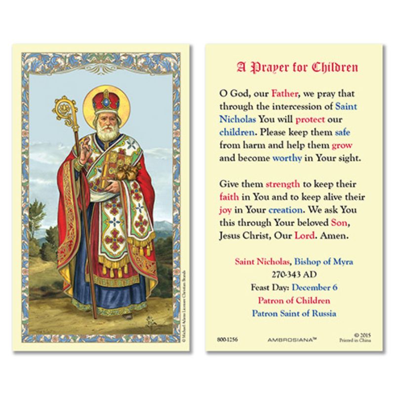 Saint Nicholas - Prayer for Children – The Catholic Gift Store