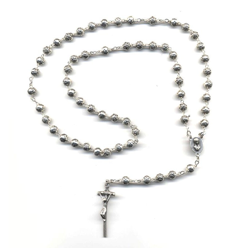 Metallic Rose Bead Rosary – The Catholic Gift Store