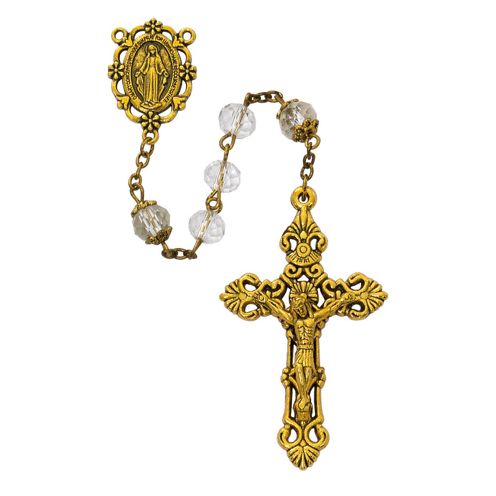 Antique Gold Crystal Rosary – The Catholic Gift Store