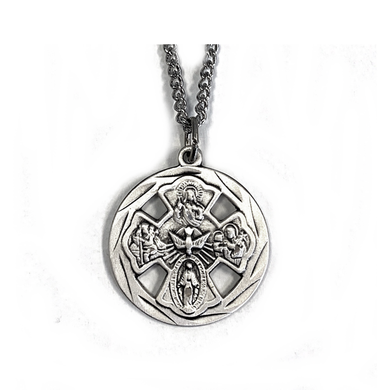 5-Way Round Sterling Silver Medal – The Catholic Gift Store